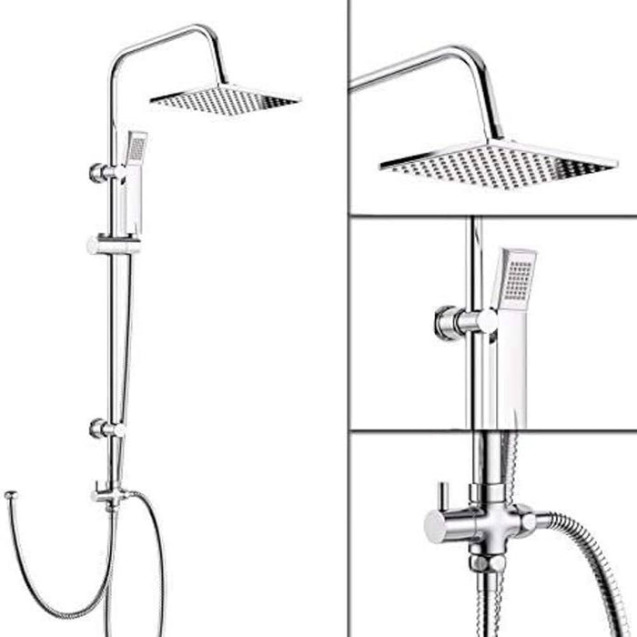 iBathUK Elevex 2 Way Shower Riser Rail Kit with SS Fixed Head & Divert