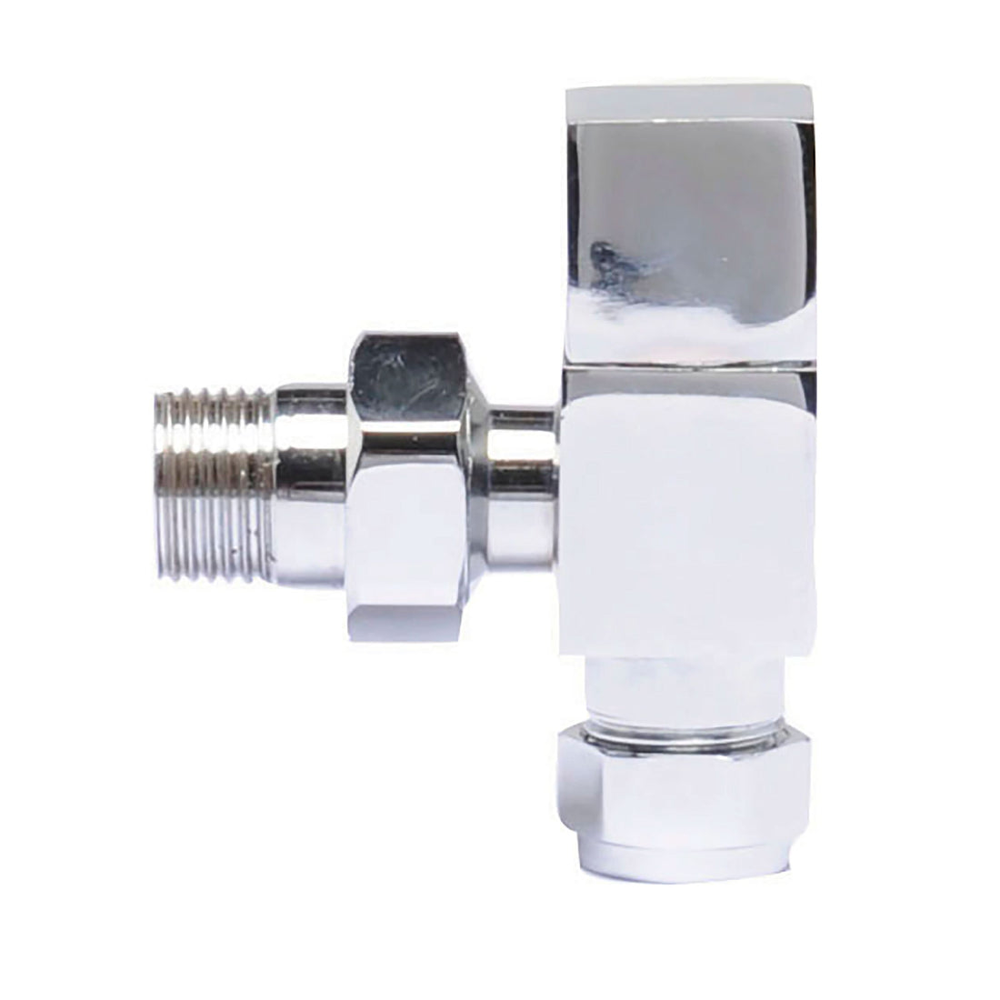Nuie Pure Square Angled Radiator Valves Pair - Chrome
