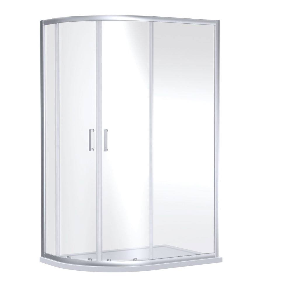 Nuie Rene Offset Quadrant Shower Enclosure, Toughened Glass Sliding Sh