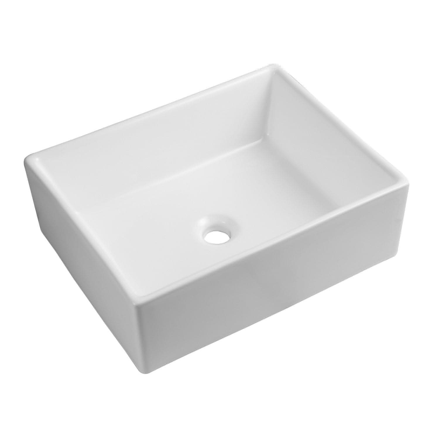 Modern Rectangular Ceramic Countertop Basin - 480mm x 390mm - Gloss Wh