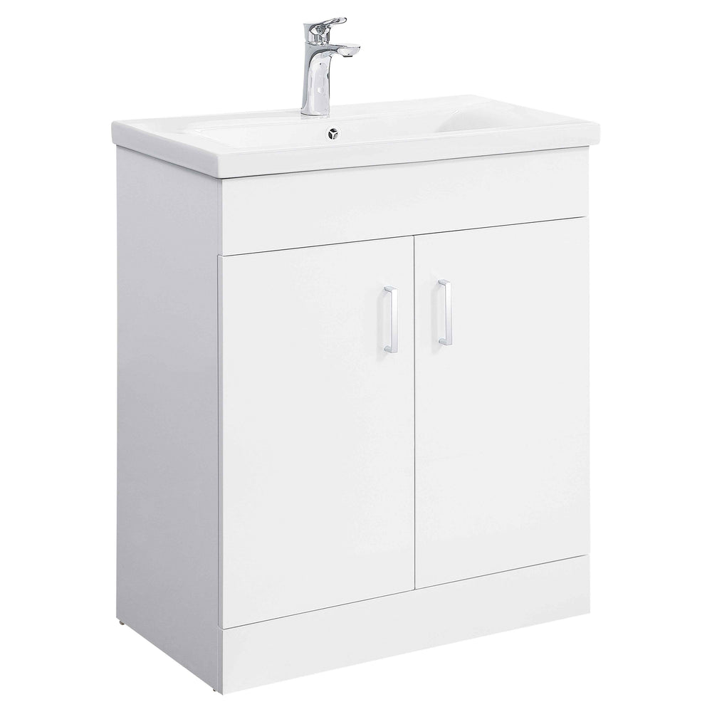 Venus Floor Standing Vanity Unit and Mid-Edge Basin - White