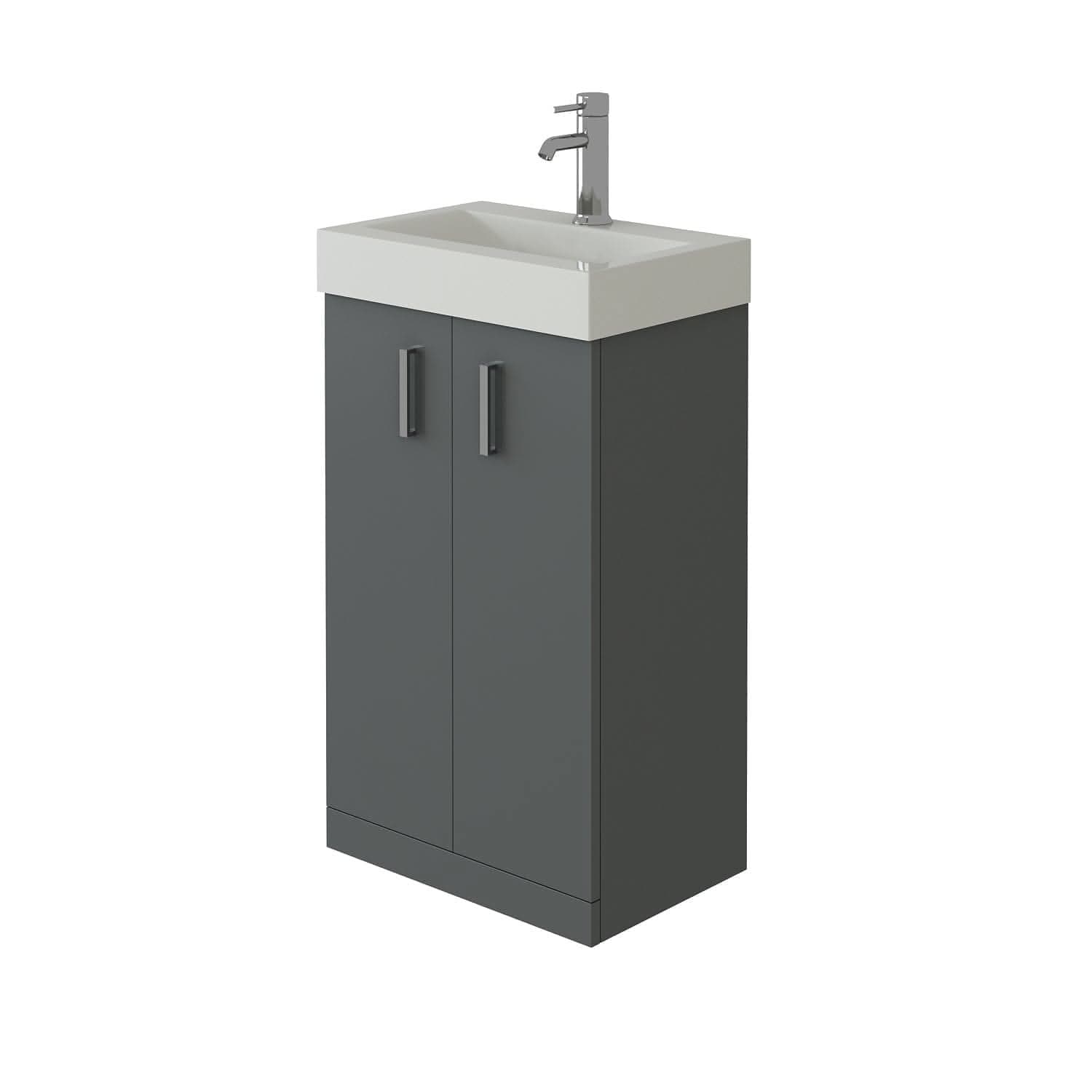 Cube 2 Door Cloakroom Floorstanding vanity Unit With Basin - 1 Tap Hol ...