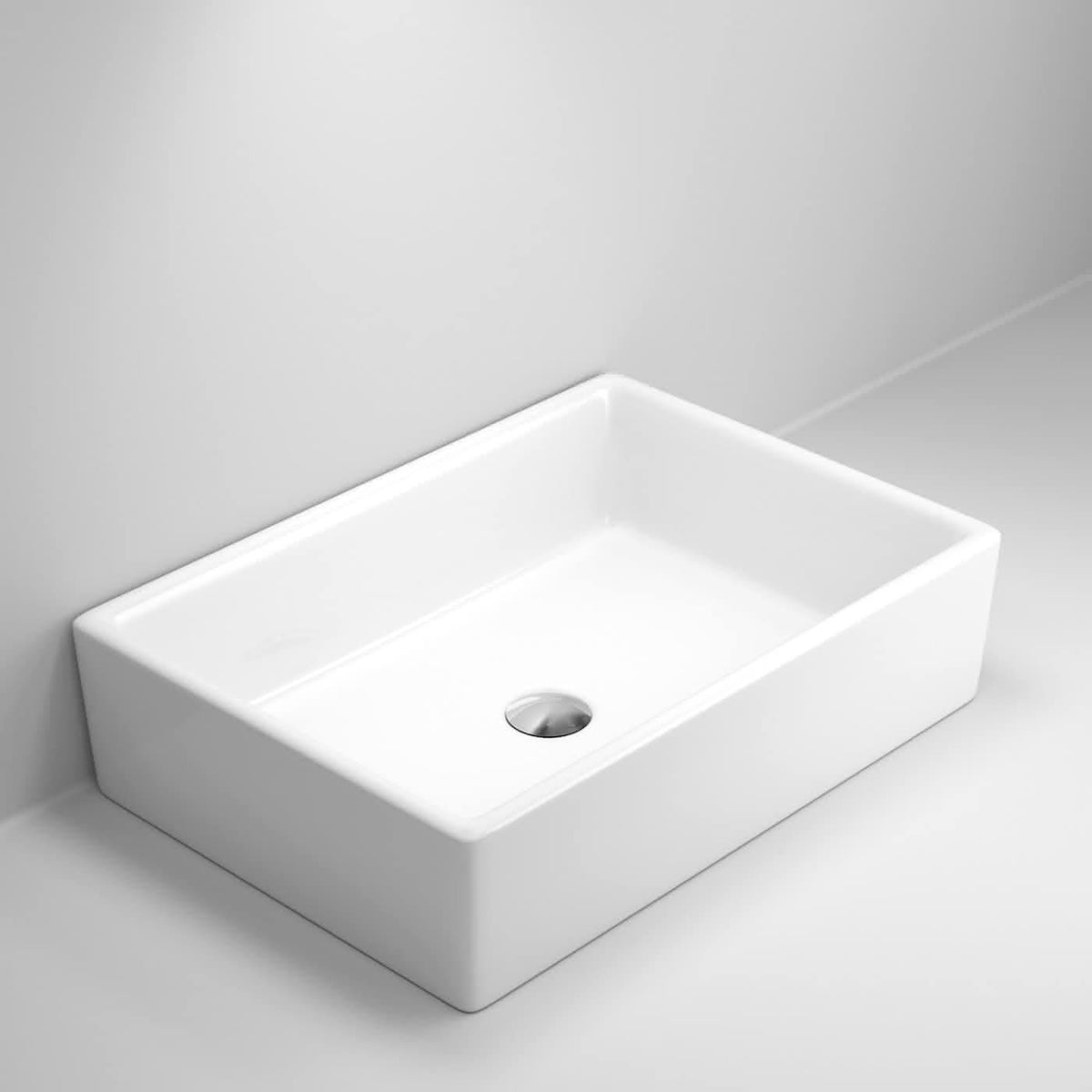Modern Rectangular Ceramic Countertop Basin - 480mm x 390mm - Gloss Wh