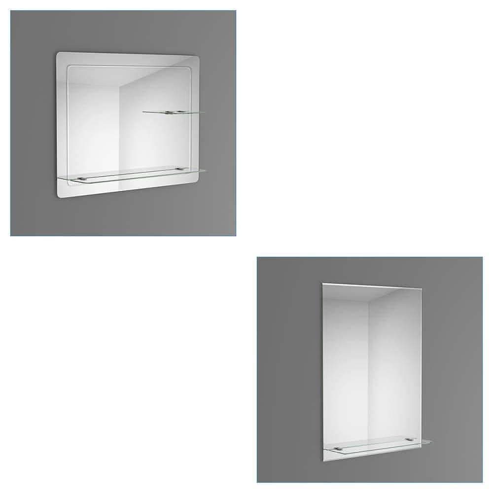 iBathUK Mirror Wall Mounted Rectangular and Glass Shelf - Bathroom4Less