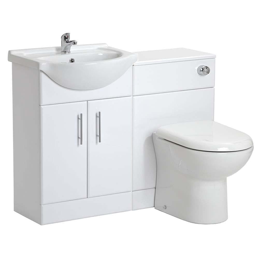 Linx White MDF Bathroom Vanity Unit Set with Toilet Pan | Bathroom4less ...