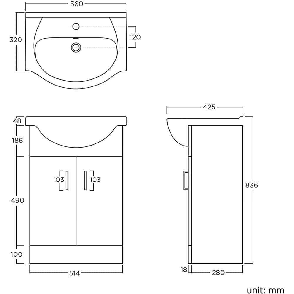 Quartz MDF Gloss White Tallboy Vanity Unit with Basin and Back to Wall ...