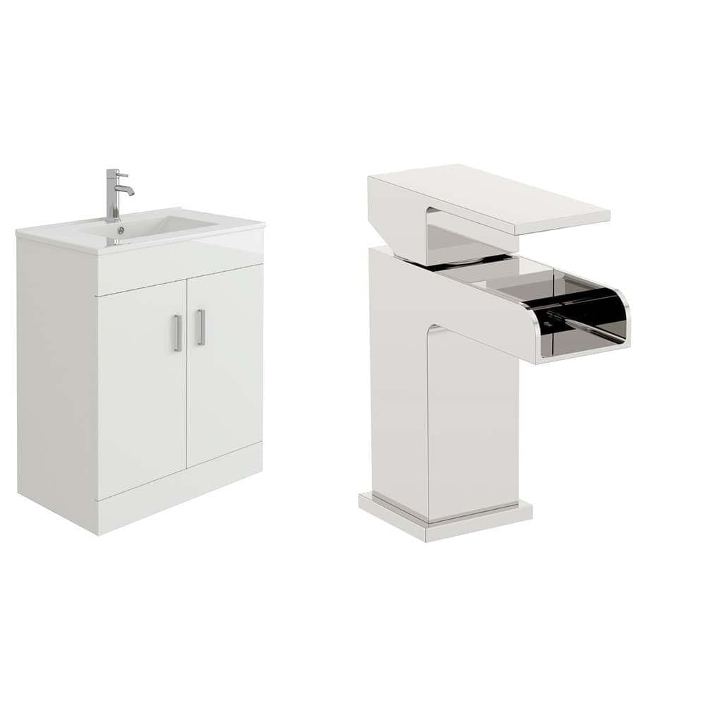 Sphinx Basin Vanity Unit and Waterfall Mixer Tap | Bathroom4Less