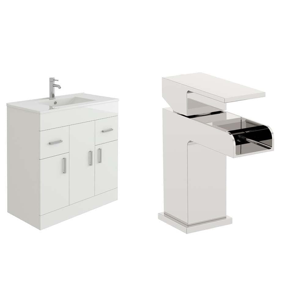 Sphinx Basin Vanity Unit and Waterfall Mixer Tap | Bathroom4Less ...